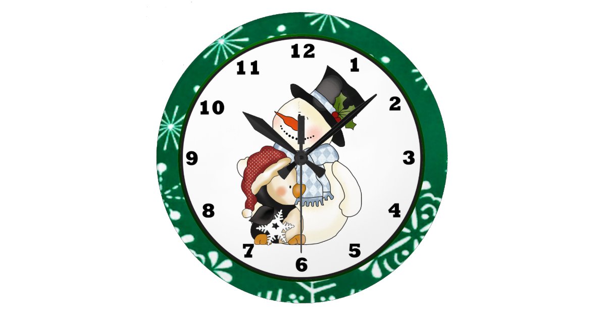 Christmas snowman Holiday cartoon clock | Zazzle.com