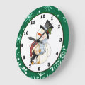 Christmas snowman Holiday cartoon clock | Zazzle