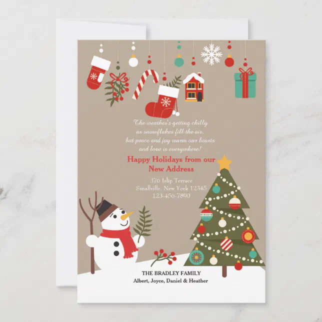 Christmas Snowman Moving Announcement | Zazzle