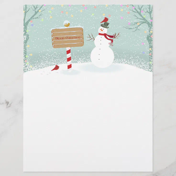 Christmas Snowman North Pole Letterhead | Zazzle