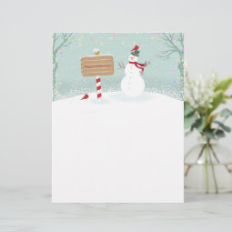 Christmas Snowman North Pole Letterhead | Zazzle