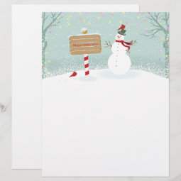 Christmas Snowman North Pole Letterhead | Zazzle