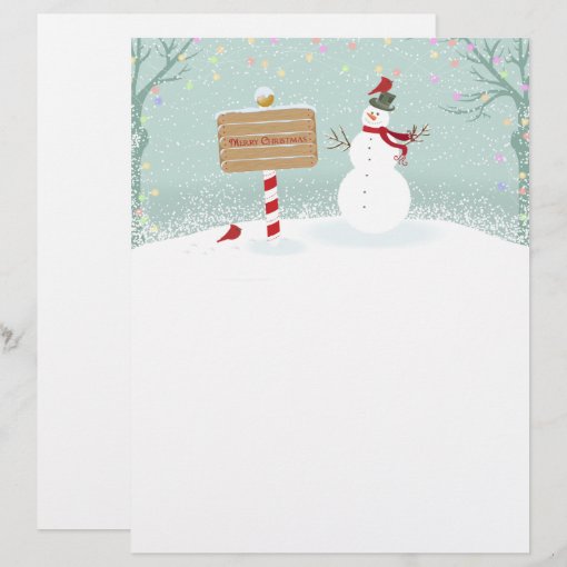 Christmas Snowman North Pole Letterhead | Zazzle
