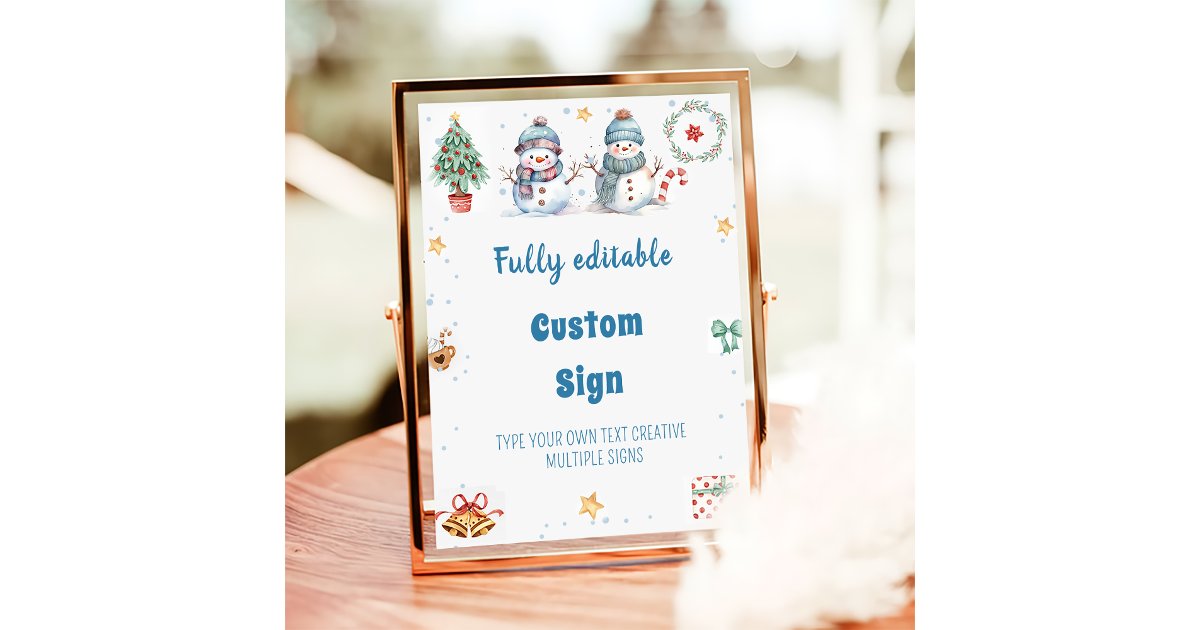 Christmas Snowman Party Table Sign | Zazzle