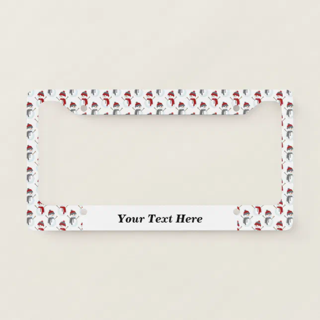 Christmas Snowman Pattern Custom Christmas License Plate Frame | Zazzle