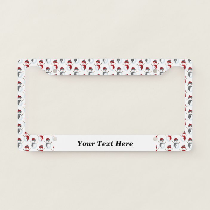 Christmas Snowman Pattern Custom Christmas License Plate Frame | Zazzle.com