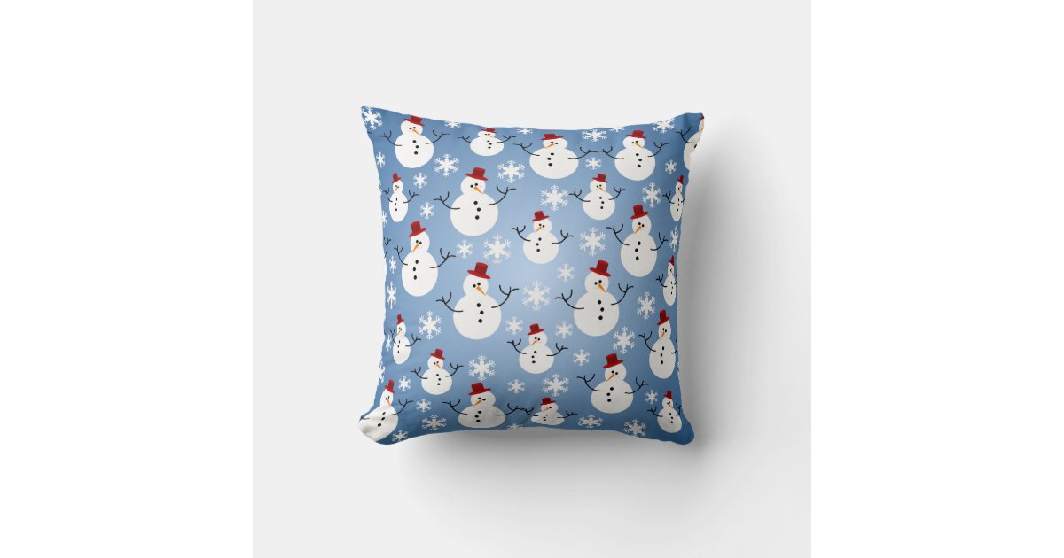 Christmas Snowman Pattern Throw Pillow | Zazzle