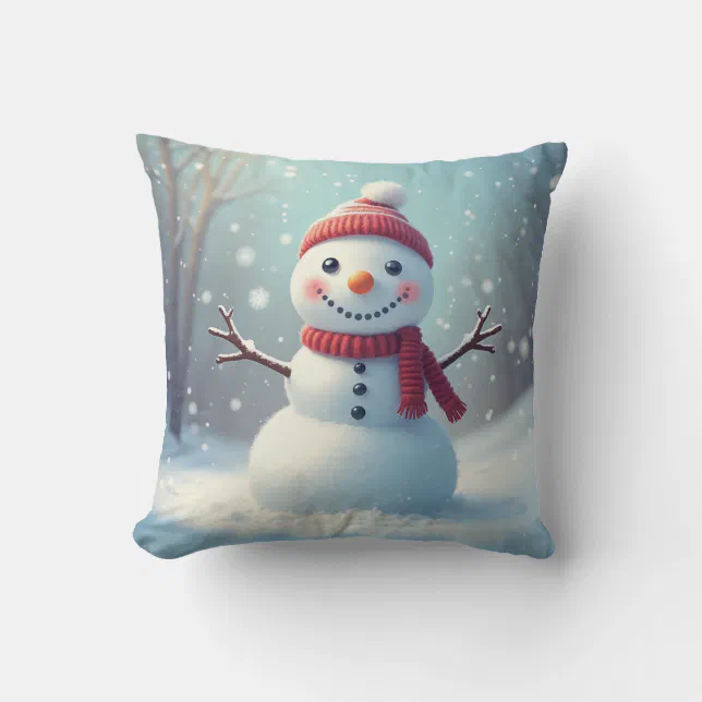 Christmas Snowman Pillow | Zazzle