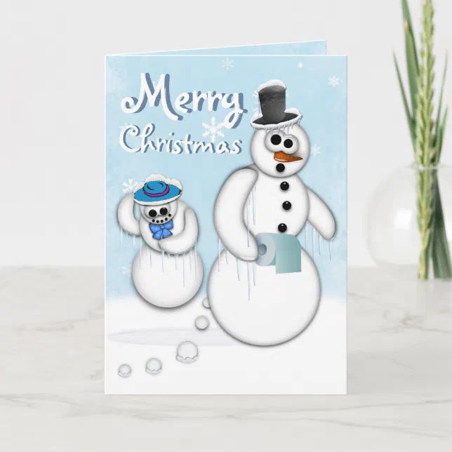 Christmas Snowman Poop Card | Zazzle