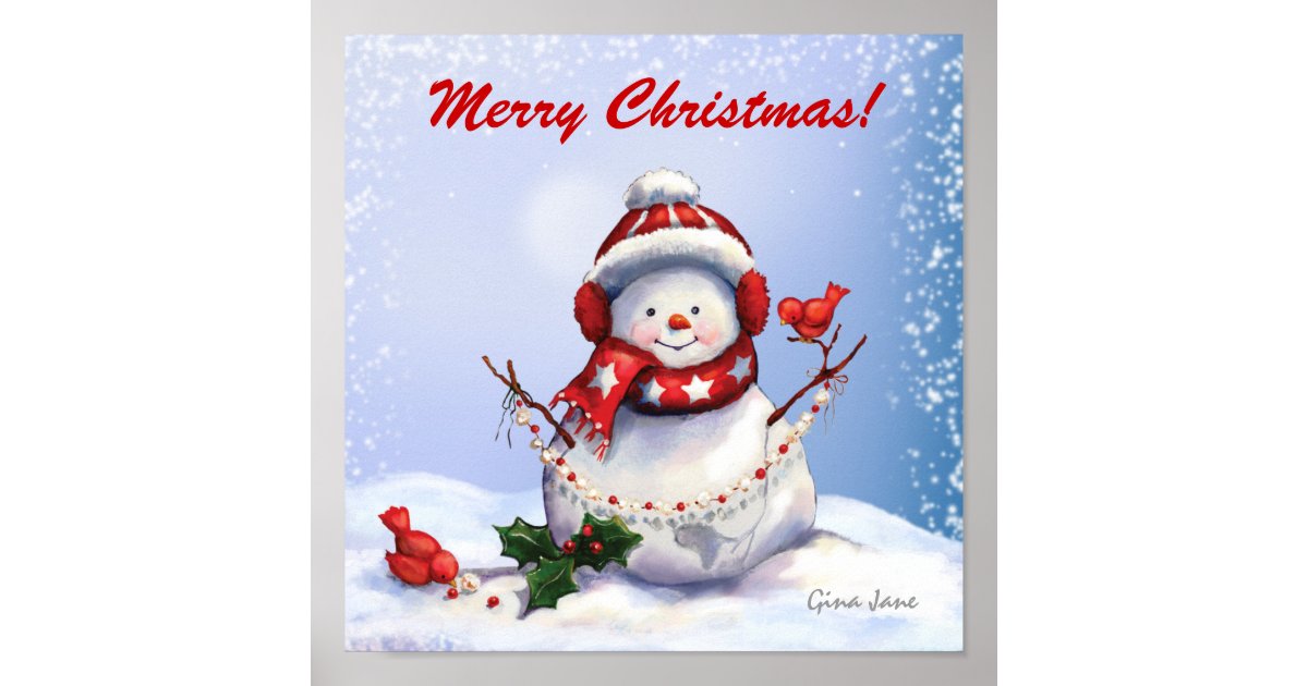 Christmas Snowman Poster - SRF | Zazzle