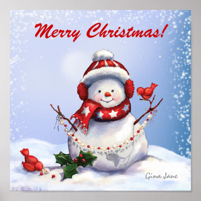 Christmas Snowman Poster - SRF | Zazzle