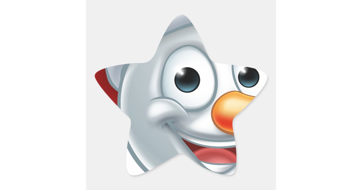 Christmas Snowman Santa Hat Emoji Star Sticker | Zazzle