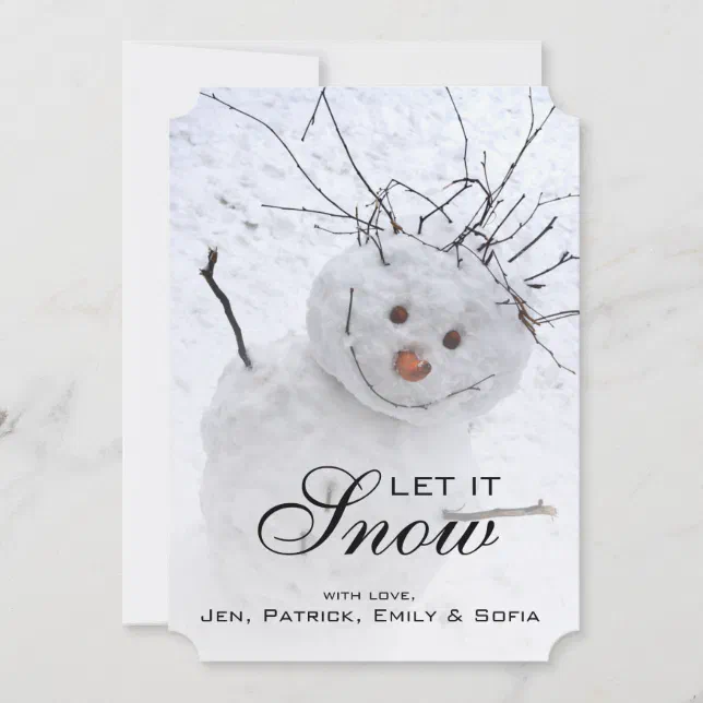 Christmas Snowman Sitting In A Snowy Outdoors Holiday Card | Zazzle