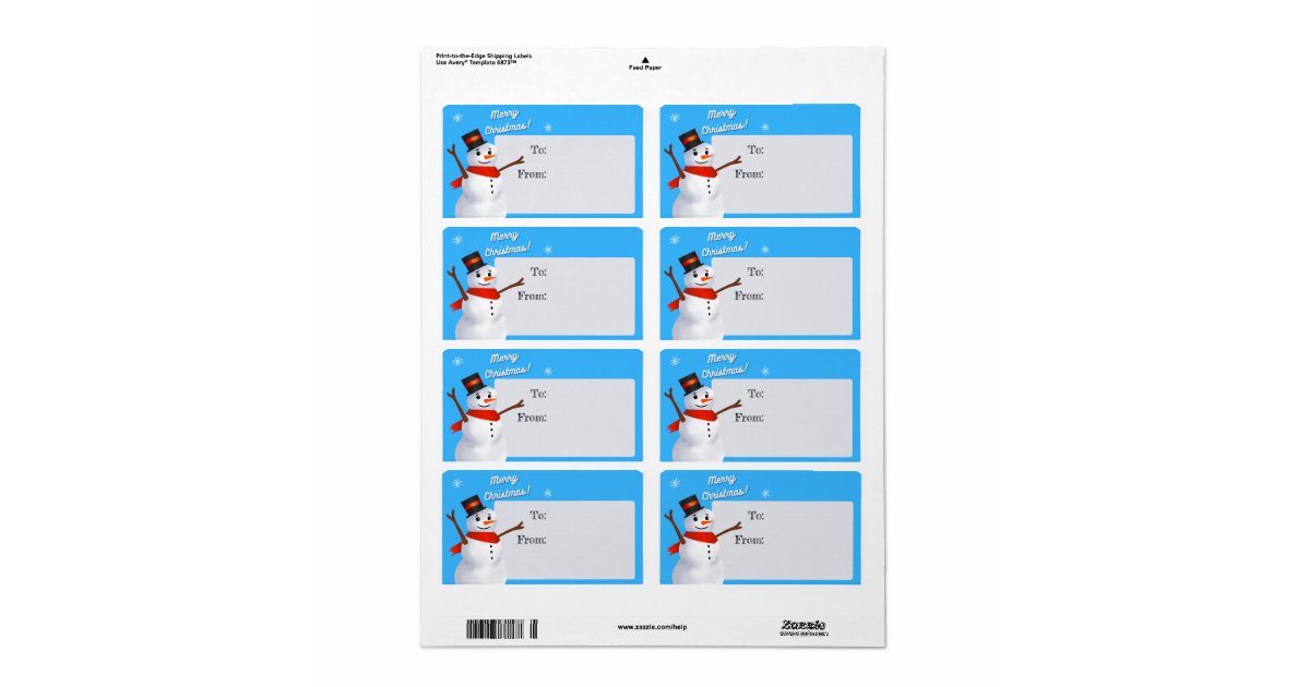 Christmas Snowman To From Label Stickers | Zazzle