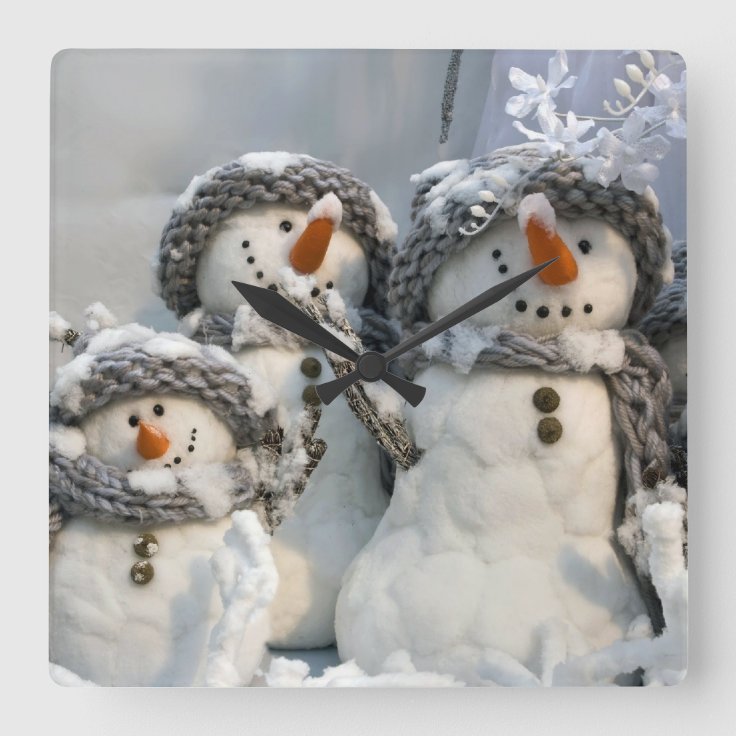 Christmas snowman wall clock | Zazzle