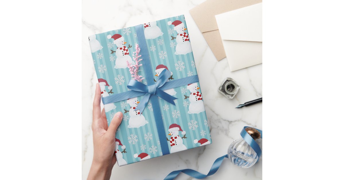 Christmas Snowman Wrapping Paper | Zazzle