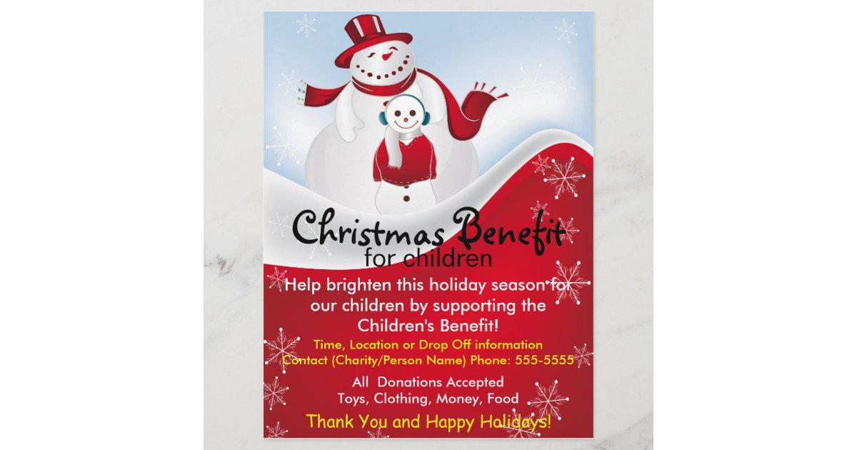 Christmas Snowmen Benefit for Children Flyer | Zazzle