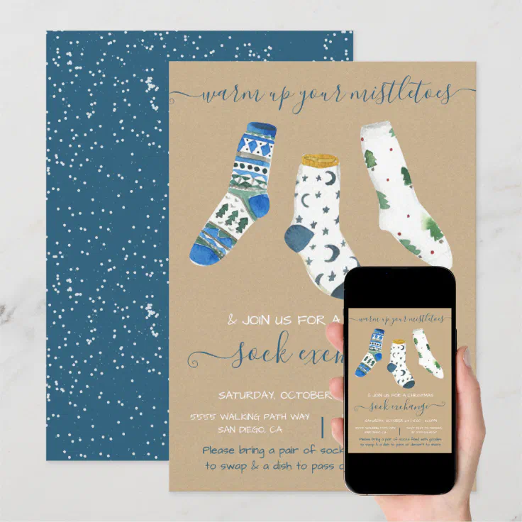 Christmas Sock Exchange Party Invitation | Zazzle