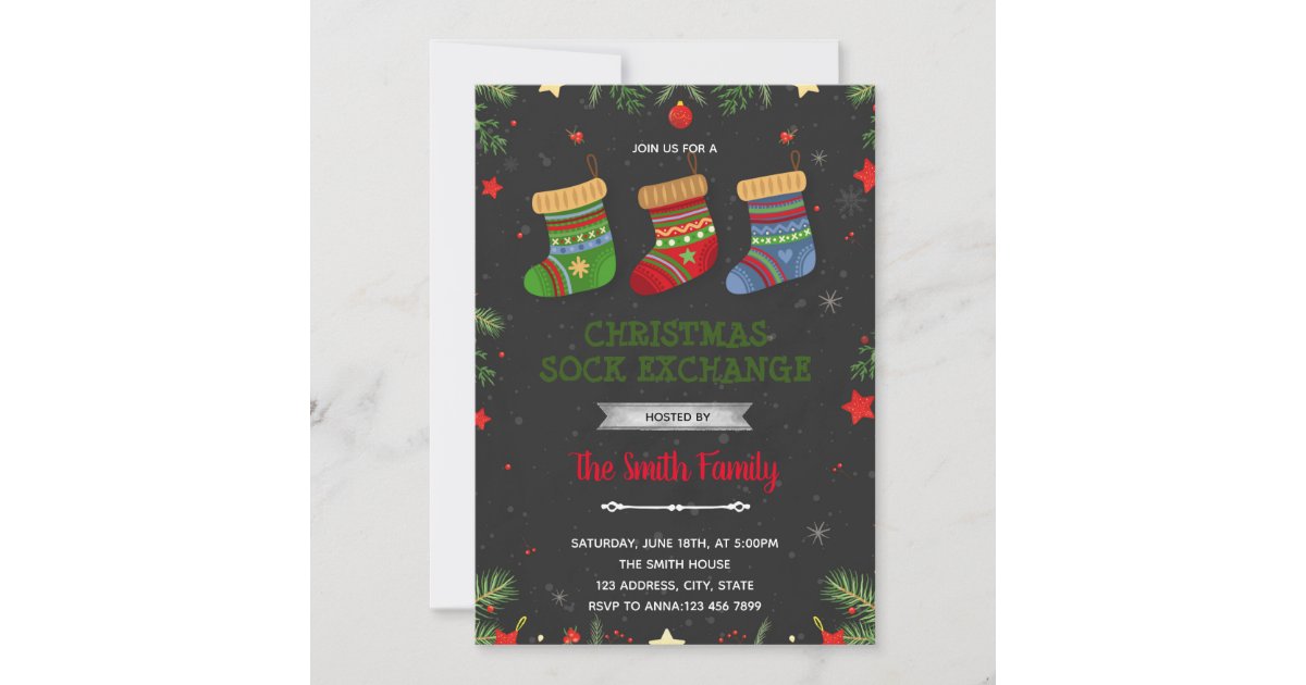 Christmas sock exchange party Invitation | Zazzle