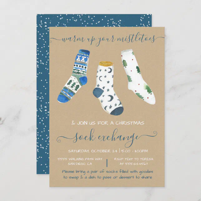 Christmas Sock Exchange Party Invitation | Zazzle