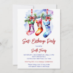 Christmas sock exchange party template | Zazzle