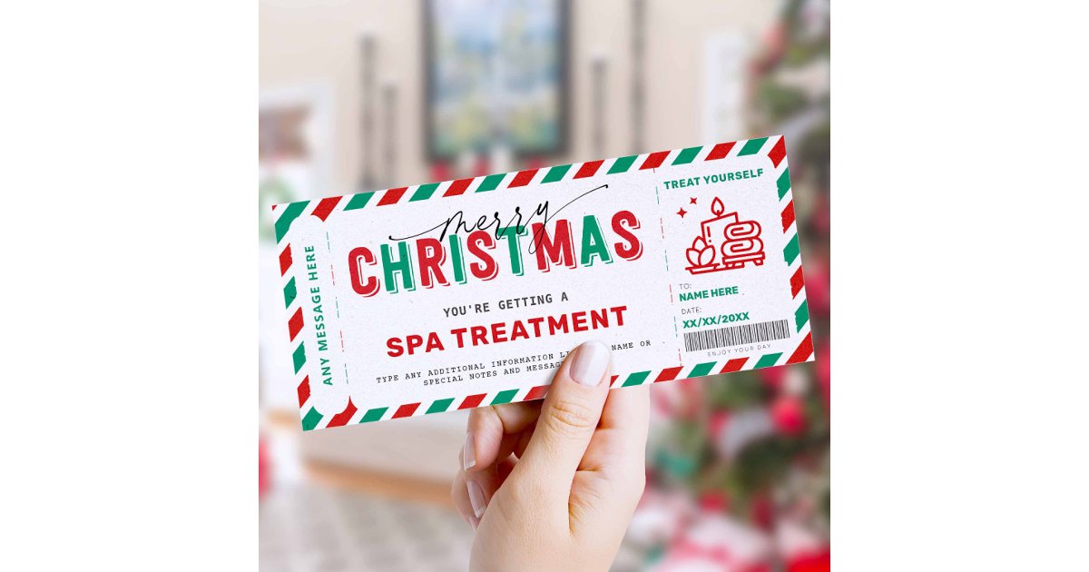 Christmas Spa Gift Voucher Certificate Massage | Zazzle