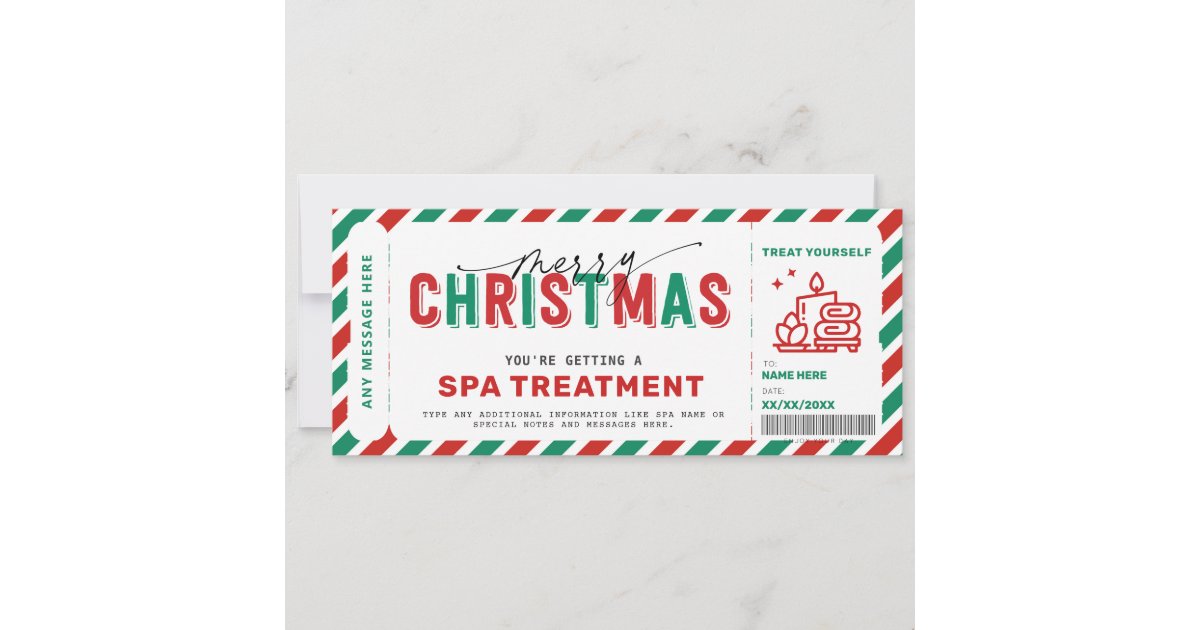 Christmas Spa Gift Voucher Certificate Massage Invitation | Zazzle