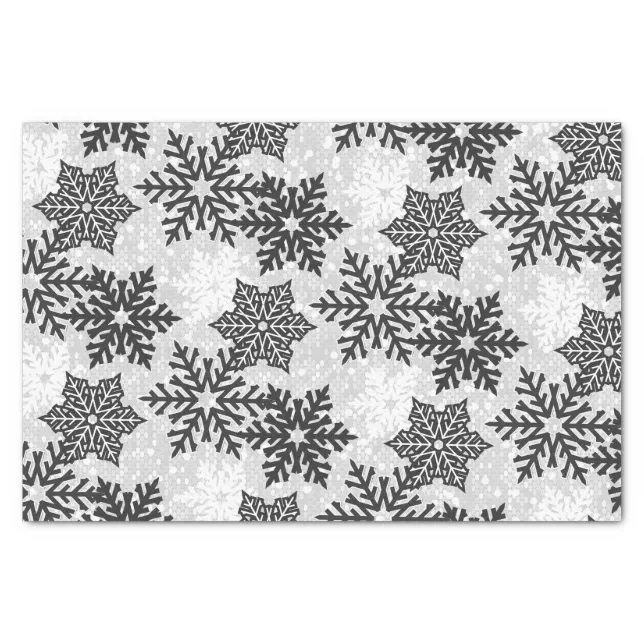 ⭐ Christmas Sparkle Black and White Snowflakes Tissue Paper | Zazzle