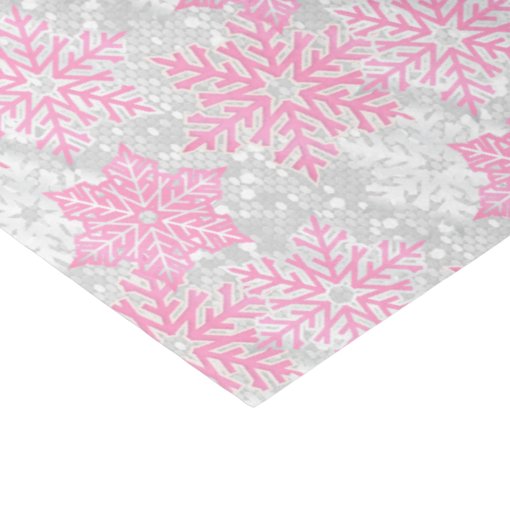 Christmas Sparkle Pink and White Snowflakes Tissue Paper | Zazzle