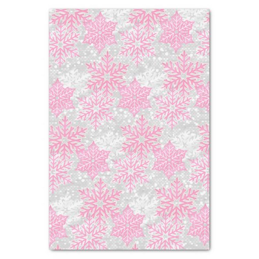 Christmas Sparkle Pink and White Snowflakes Tissue Paper | Zazzle