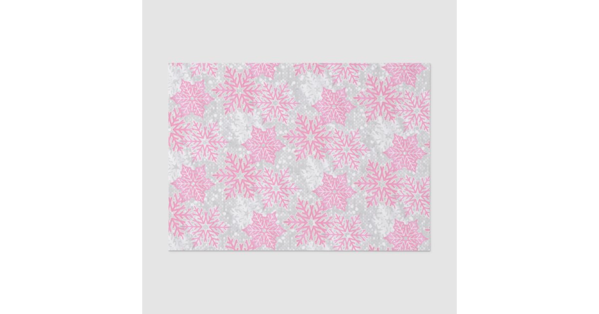 Christmas Sparkle Pink and White Snowflakes Tissue Paper | Zazzle
