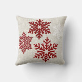 Christmas Sparkling Red Snowflakes Throw Pillow | Zazzle
