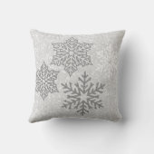 Christmas Sparkling Silver Gray & White Snowflakes Throw Pillow | Zazzle