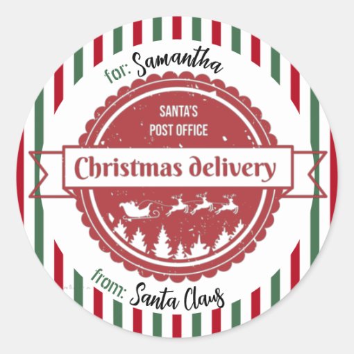 Christmas Special Delivery From Santa Classic Round Sticker | Zazzle