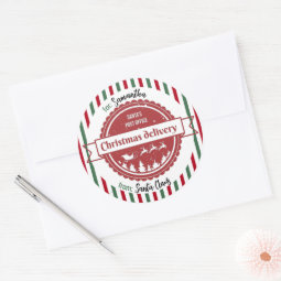 Christmas Special Delivery From Santa Classic Round Sticker | Zazzle
