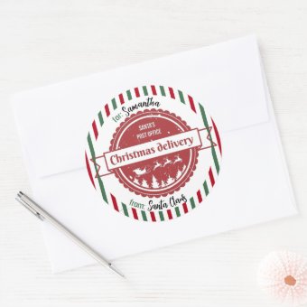 Christmas Special Delivery From Santa Classic Round Sticker | Zazzle