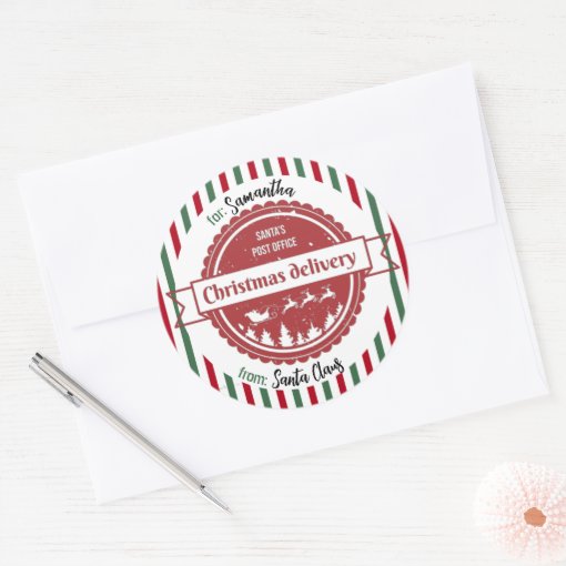 Christmas Special Delivery From Santa Classic Round Sticker | Zazzle