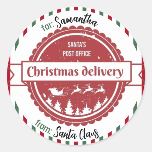 Christmas Special Delivery From Santa Classic Round Sticker | Zazzle