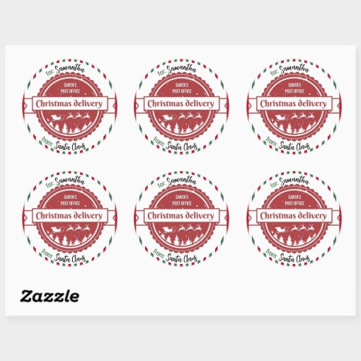 Christmas Special Delivery From Santa Classic Round Sticker | Zazzle