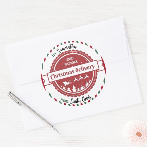 Christmas Special Delivery From Santa Classic Round Sticker | Zazzle