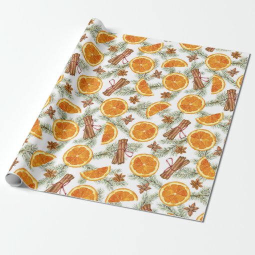 Christmas Spice and Citrus Orange Slices Wrapping Paper | Zazzle