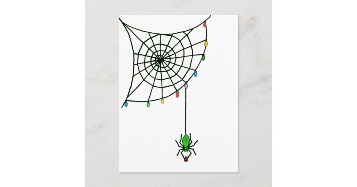 Christmas Spider Web Lights Goth Holiday Postcard | Zazzle