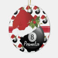 Christmas Sport Billiards Pool Santa Hat Ceramic Ornament | Zazzle