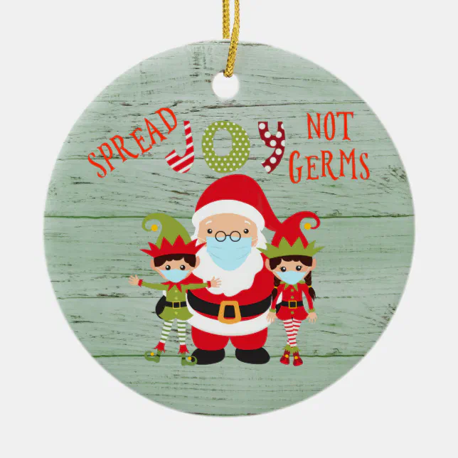 Christmas Spread Joy not Germs Elf Santa 2020 wood Ceramic Ornament ...