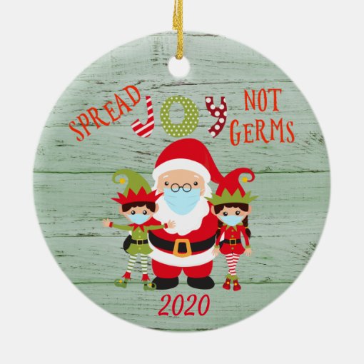Christmas Spread Joy not Germs Elf Santa 2020 wood Ceramic Ornament ...