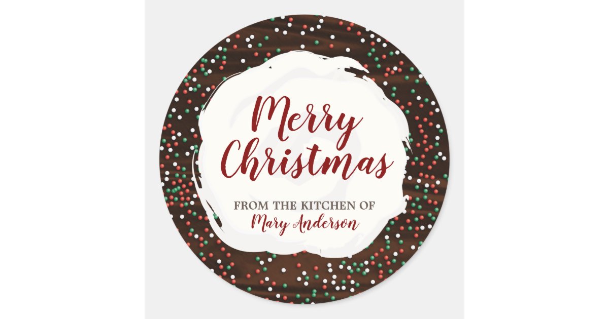 Christmas Sprinkles Chocolate Custom Label Sticker | Zazzle