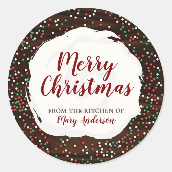 Christmas Sprinkles Chocolate Custom Label Sticker | Zazzle.com