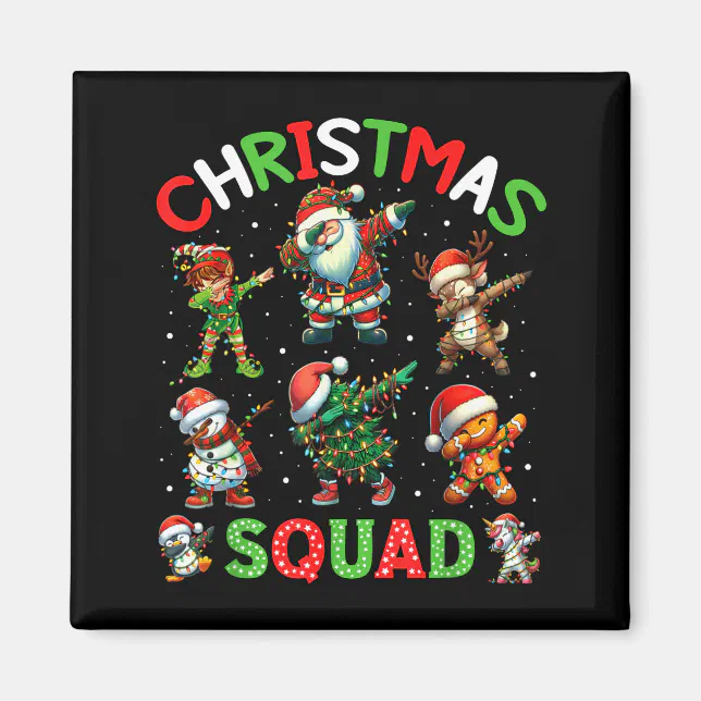 Christmas Squad Santa Dabbing Elf Family Matching Magnet | Zazzle
