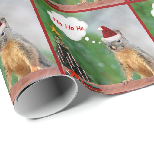 Christmas Squirrel and Christmas Tree Wrapping Paper | Zazzle