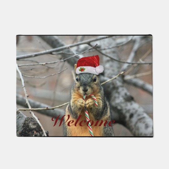 Christmas squirrel doormat | Zazzle.com
